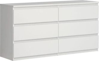 Les Tendances Commode CHELSEA 6 Tiroirs - Couleur blanc mat - L 154 x P 42,2 x H 79,9 cm
