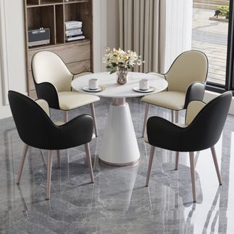 Generic Fr&uuml;hst&uuml;cksbar-Set, K&uuml;chen-, B&uuml;ro- und Empfangstisch- und Stuhlset - runder Esstisch mit blauen St&uuml;hlen mit weicher R&uuml;ckenlehne f&uuml;r Lounge und Club