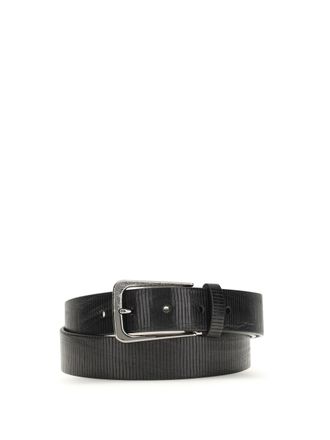 Brunello Cucinelli Womens Carved Leather Belt Black Calf