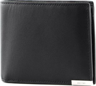 Calvin Klein Modern Plaque Trifold 10CC W/Coin CK Black