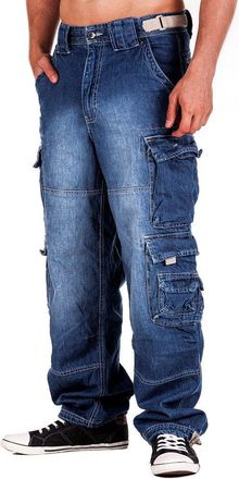 Jetlag Herren Cargo Jeanshose 007 Denim Blue - fällt normal bis etwas Kleiner aus (5XL/32, Denim Blue)