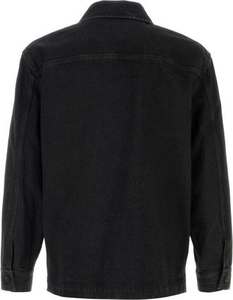 Saint Laurent Mens Black Denim Overshirt Blacksand Exterior: Cotton Giacche E Gilet Jacket