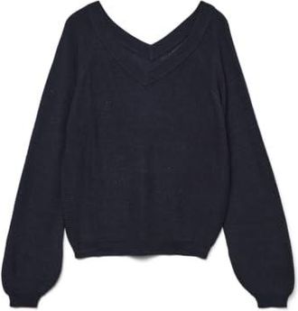 Vero Moda Neck Vmnewlexsun Pull à Double col en V Ls. GA, Blazer Bleu Marine, M Femme