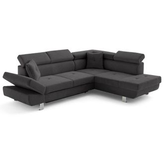 Best Mobilier Bestmobilier - Lisbona - canap&eacute; dangle droit 5 places convertible avec t&ecirc;ti&egrave;res en velours c&ocirc;tel&eacute;