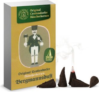 Rudolphs Schatzkiste R&auml;ucherkerzen (24) Crottendorfer Nostalgie Bergmannsduft BxHxT 6x10,5x2cm NEU Duftkerze R&auml;ucherstab Rauchen Rauchfigur Rauchmann R&auml;uchermann Smoker R&auml;