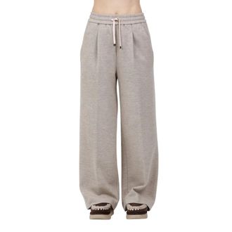 Circolo 1901 Pantalon de surv&ecirc;tement large en laine &agrave; cordon - Femme - Pantalons - Beige - Taille: 34 FR