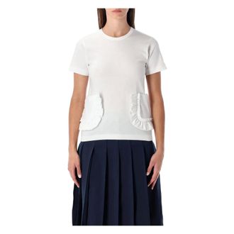 Comme Des Garçons Femme, Tops, Blanc, Taille: 40 FR Ruffle Pocket T-Shirt