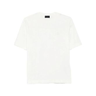 Moncler Wei&szlig;es Logo Patch Rundhals T-shirt - - Tops - Damen - Wei&szlig; - M