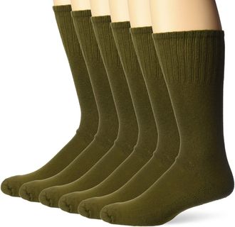 Jefferies Socks Herren Milit&auml;runiform-Socken f&uuml;r alle Jahreszeiten, gerippt, 6er-Pack, Olivgr&uuml;n, 43-47 EU