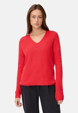 Camel Active Strickpullover Strickpullover mit V-Ausschnitt Langarm Markenlogo