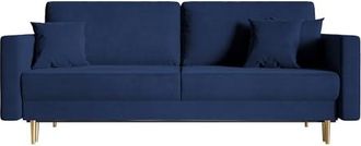 Selsey Valico- Schlafsofa für 3 Personen mit Schlaffunktion, 230 cm, Blau Velvet