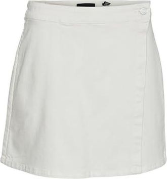 Vero Moda Vmwild Millie Skort Short pour Femme, Blanc Neige/détails : nue026 Argent Brillant + Blanc Brillant, S