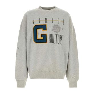 Golden Goose Homme, Sweatshirts et sweats &agrave; capuche, Gris, Taille: S Pull ras du cou avec imprim&eacute;