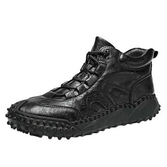Generic YUJIEBB Bottines pour homme - Chaussures d&eacute;contract&eacute;es - Pour les loisirs, la marche, les activit&eacute;s en plein air - Fabriqu&eacute;es &agrave; la main, Noir avec fou
