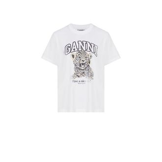 Ganni T-shirt Basic Jersey Leopard