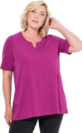 Ulla Popken Damen gro&szlig;e Gr&ouml;&szlig;en &Uuml;bergr&ouml;&szlig;en Plus Size T-Shirt, A-Linie, Tunika-Ausschnitt, Halbarm Beere 62+ 807259827-62+