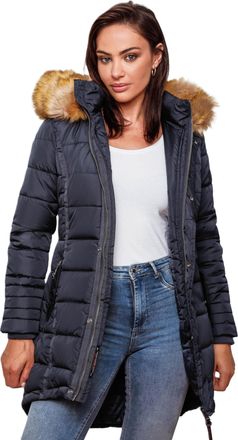 Navahoo Papaya Damen Winter Jacke Steppjacke Mantel Parka gesteppt warm B374 [B374-Papaya-Navy-Gr.XS]