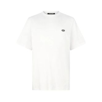 Roberto Cavalli Logo Patch Baumwoll Crew-neck T-shirt - - Tops - Herren - Wei&szlig; - 2XL