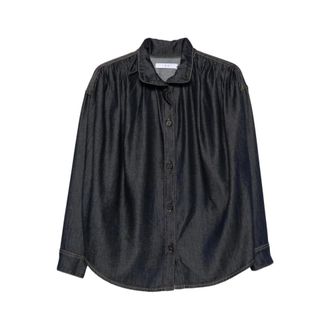 Iro Chemise &agrave; col haut et d&eacute;tails fronc&eacute;s Wm18Coming - Femme - Blouses et Chemises - Bleu - Taille: 34 FR