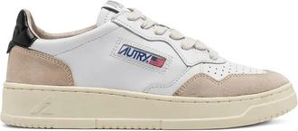 Autry Low-Top Sneaker - White Leather Sneakers With Beige Suede Accents - Gr. 36 (EU) - in Grau - für Damen