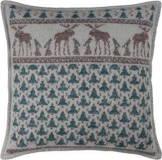 Öjbro Vantfabrik Skogen gewebte Dekokissen-Bezug Wollkissenhülle 50x50 cm Kissenbezug für Zierkissen Schafwolle Folklore Deko-Kissenhülle für Kissen grau/Grun/braun