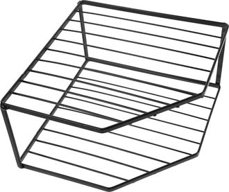 Cabilock Eckregal Aus Metall F&uuml;r K&uuml;che Zweist&ouml;ckig Als Topf Und Pfannenablage Tellerst&auml;nder Mit Sichtbarem Zugriff Stabiles Gestell F&uuml;r Arbeitsplatte Schwarz