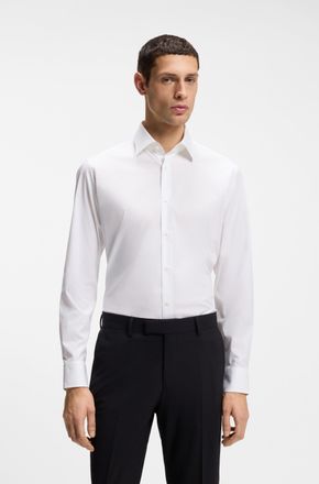 HUGO BOSS Businesshemd BOSS Joe Kent, Herren, Gr. 43, N-Gr, wei&szlig;100, Popeline, Obermaterial: 96% Baumwolle, 4% Elasthan, unifarben, regular fit normal, Rundhals