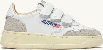 Autry BASKETS MEDALIST KIDSTRIPES EN CUIR BLANC ET CUIR PAILLETTES GRIS