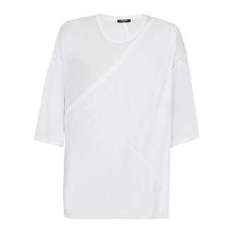 Balmain Homme, Tops, Blanc, Taille: M T-shirt en coton double &eacute;paisseur &agrave; draps long