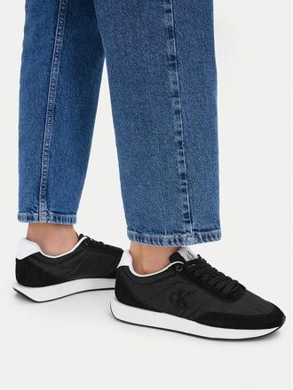 Calvin Klein Sneakers Retro Runner Lace Up Nylon Mg YW0YW01990 Schwarz