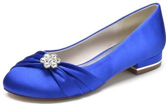 Minitoo Chaussures plates confortables pour femme et fille - Chaussures plates avec noeud MY207, My207 Bleu roi Talon 2 5 cm, 42 EU