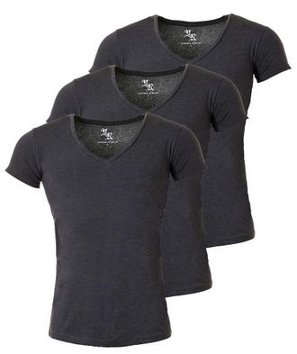 Young & Rich T-Shirt Herren Uni Basic 1315 extra tiefer Ausschnitt 3er Pack (3er-Pack, 3-tlg., 3er-Pack) V-Ausschnitt unifarben kurzarm slim fit
