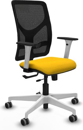 Piqueras y Crespo B&uuml;rostuhl aus Stoff mit wei&szlig;en und schwarzen Armlehnen, h&ouml;henverstellbare Lendenwirbelst&uuml;tze, ausgestattet mit Syncro/Traslack und Schneideschaum, Sch