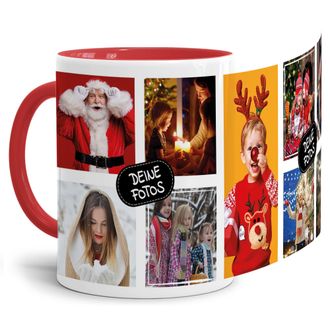 Tassendruck Foto-Tasse zum selbst gestalten mit Foto-Collage f&uuml;r 9 Wunschfotos - Geschenk f&uuml;r Familie, Freunde, Geburtstag, Weihnachten - Keramik Innen & Henkel R