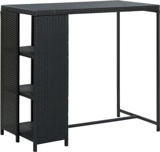 vidaXL Table de bar avec rangement Noir 120x60x110 cm R&eacute;sine tress&eacute;e