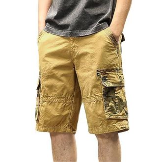 Generic Pantalons courts hommes &eacute;t&eacute; pantalon cargo sport style d&eacute;contract&eacute; imprim&eacute; v&ecirc;tements dext&eacute;rieur confortables shorts droits, kaki, 32