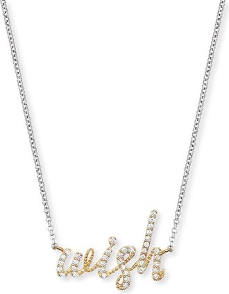 Engelsrufer Damen Halskette aus Sterling Silber und vergoldetem Anhänger mit Wish Schriftzug - besetzt mit 38 Zirkonia Steinen - Karabinerverschluss - in zwei Län