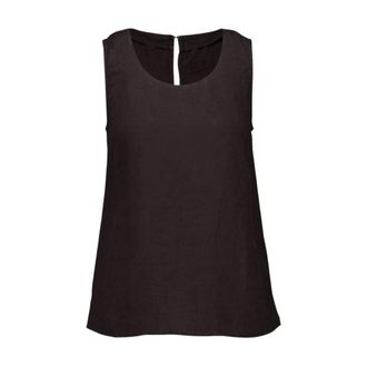 120% Lino Schwarzes &auml;rmelloses Leinentop - - Tops - Damen - Schwarzk - XL