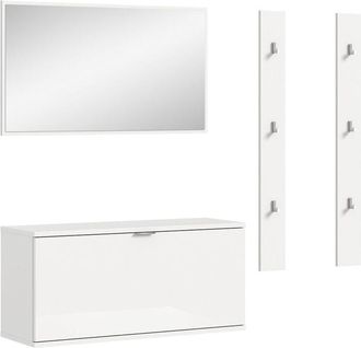 ebuy24 ProjektX Garderobenm&ouml;bel Set 3 Teile wei&szlig; Hochglanz