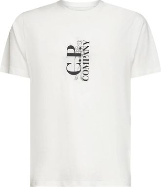 C.P. Company C.p. Company, Homme, Tops, Blanc, Taille: 2XL T-Shirt Logo Manches Courtes 30/1 Jersey