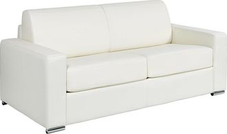 Vente-Unique Schlafsofa mit Matratze 3-Sitzer - Liegefläche 140 cm - Matratze 22 cm - Büffelleder - Weiß - CALITO