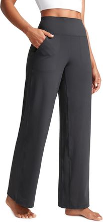CRZ YOGA Butterlift Damen Weites Bein Hose mit Taschen - 79cm Yogahose Stretch Jogginghose Freizeithose Sporthose Mysteri&ouml;ses Grau 42
