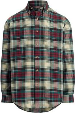 Polo Ralph Lauren Chemise &agrave; carreaux col am&eacute;ricain en coton m&eacute;lang&eacute;