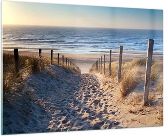 Arttor Bilder auf Glas 100x70cm Glasbild Meer Strand Düne Groß Wanddeko Bild im Glas Schlafzimmer Küche Deko Wandbilder Dekoration Wohnzimmer Modern Wall Dec