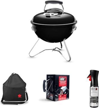 Weber Smokey Joe Original Holzkohlegrill, &Oslash; 37cm Grillfl&auml;che, portabeler BBQ Grill, porzellanemaillierten Deckel & Kessel - Schwarz (1111004)