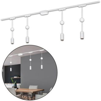 B.K.Licht B.k.licht - Briloner Luxtrail Schienensystem, Komplettset, 4x led Pendel, Höhenverstellbar, Einspeisung, Weiß, 2 m