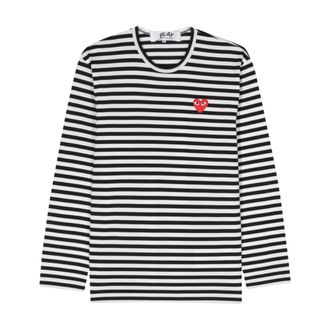 Comme Des Gar&ccedil;ons Gestreiftes T-Shirt mit Herz-Patch - - Tops - Herren - Mehrfarbig - M