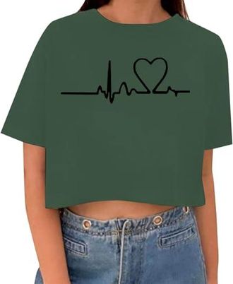 Generic Demi-chemises d&eacute;t&eacute; tendance pour femmes - Haut court 2025 - T-shirt court ample - Mignon - D&eacute;contract&eacute; - Coupe ample - Pour sortir - T-shirt western &agrave;