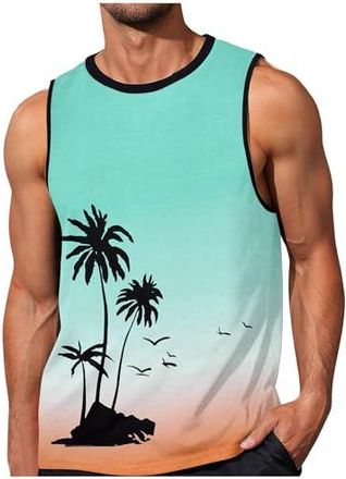 Generic D&eacute;bardeurs de sport hawa&iuml;ens palmiers vacances d&eacute;t&eacute; plage &eacute;t&eacute; A-shirt muscle chemises sans manches tropicales athl&eacute;tiques d&eacute;bardeurs athl&eacute;tiques graph