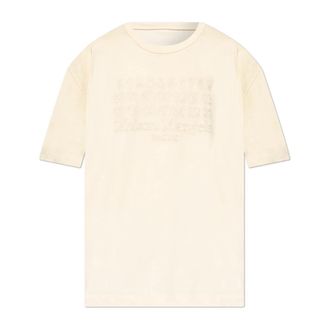 Maison Margiela T-Shirt mit gesticktem Logo - - Tops - Herren - Beige - XS